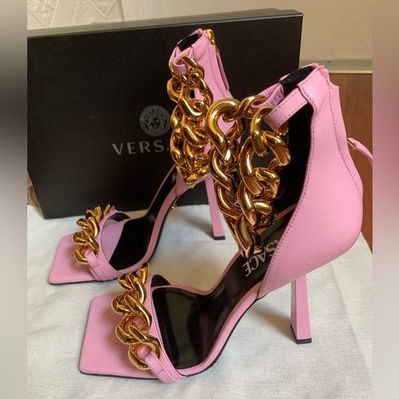 Versace | Shoes | Versace Medusa Pink And Gold Womens Heels | Poshmark